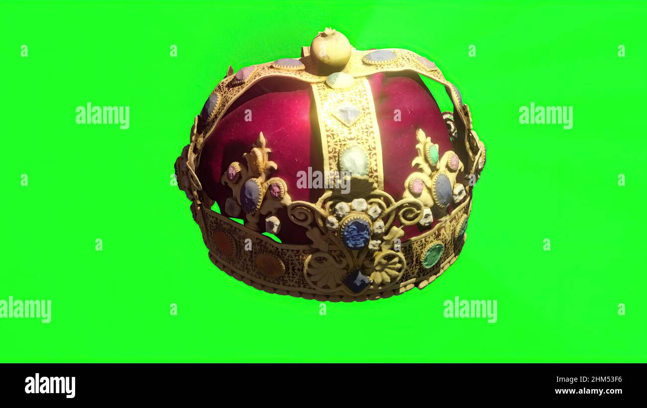 3d illustration - royal crown on green screen Stock Photo - Alamy