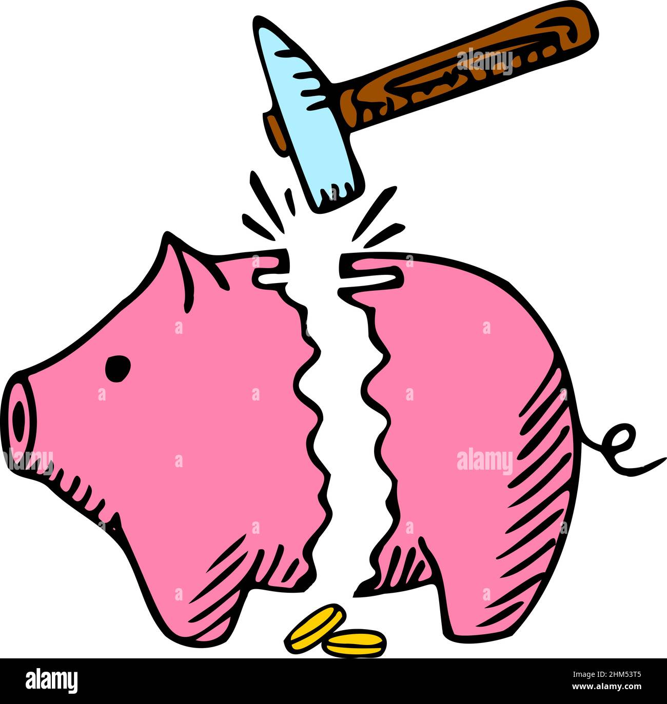 Broken Piggy Bank Cartoon