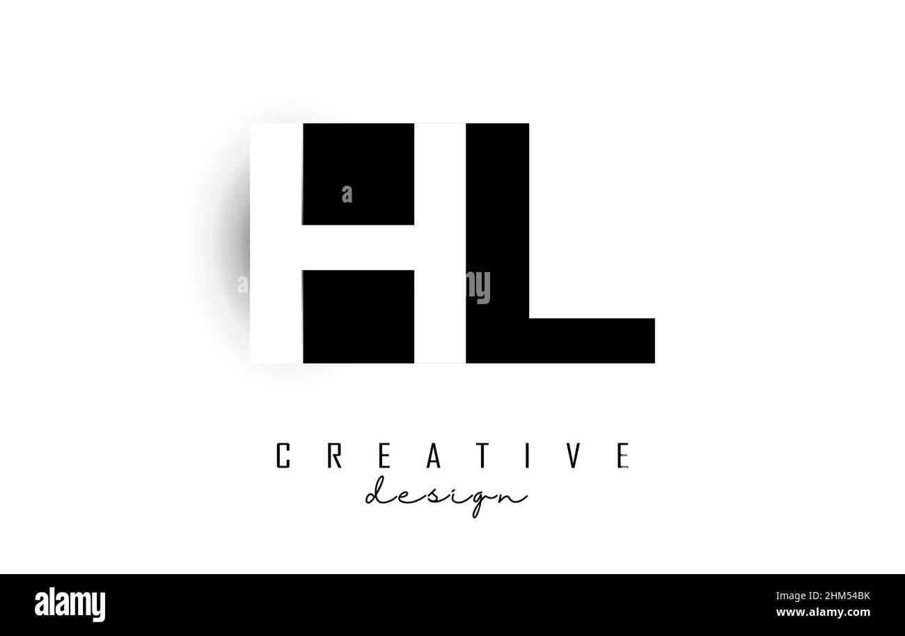 HL letters Logo with negative space design. Vector illustration with ...