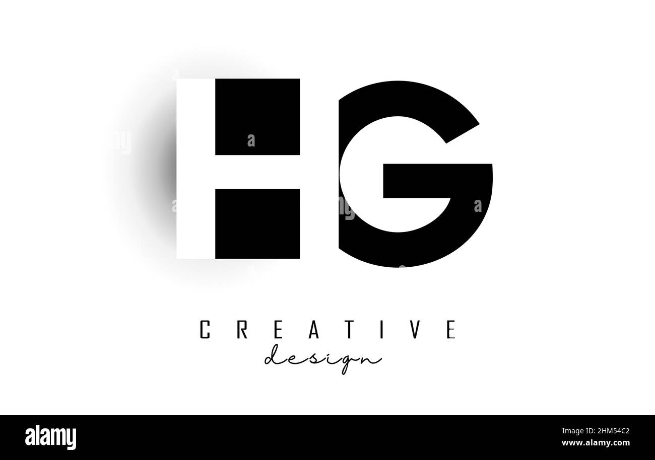 HG letters Logo with negative space design. Vector illustration with ...