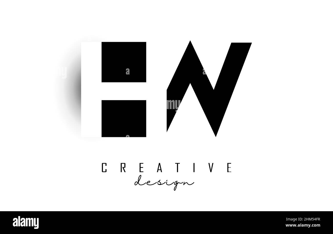 HW letters Logo with negative space design. Vector illustration with ...