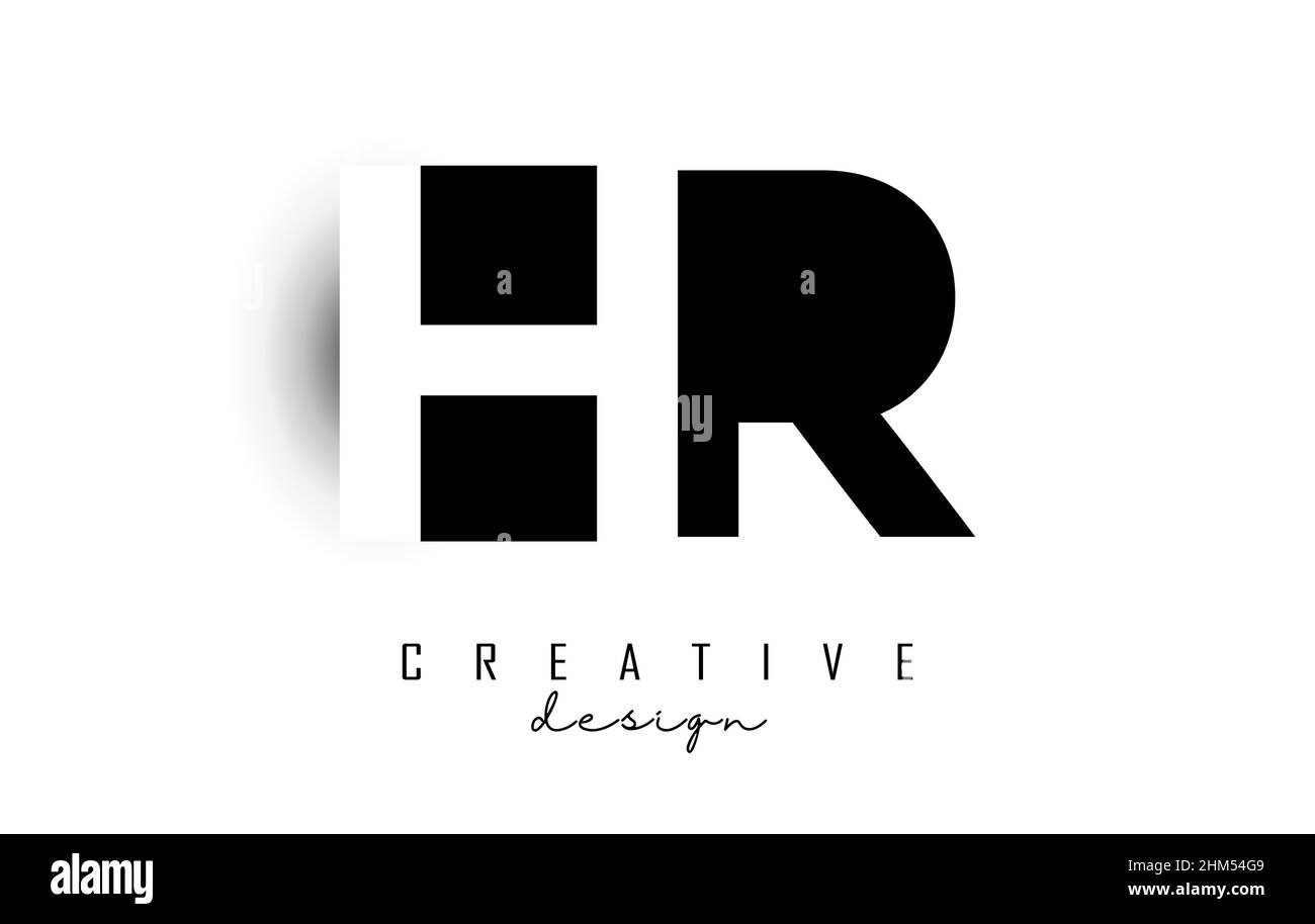 HR letters Logo with negative space design. Vector illustration with ...