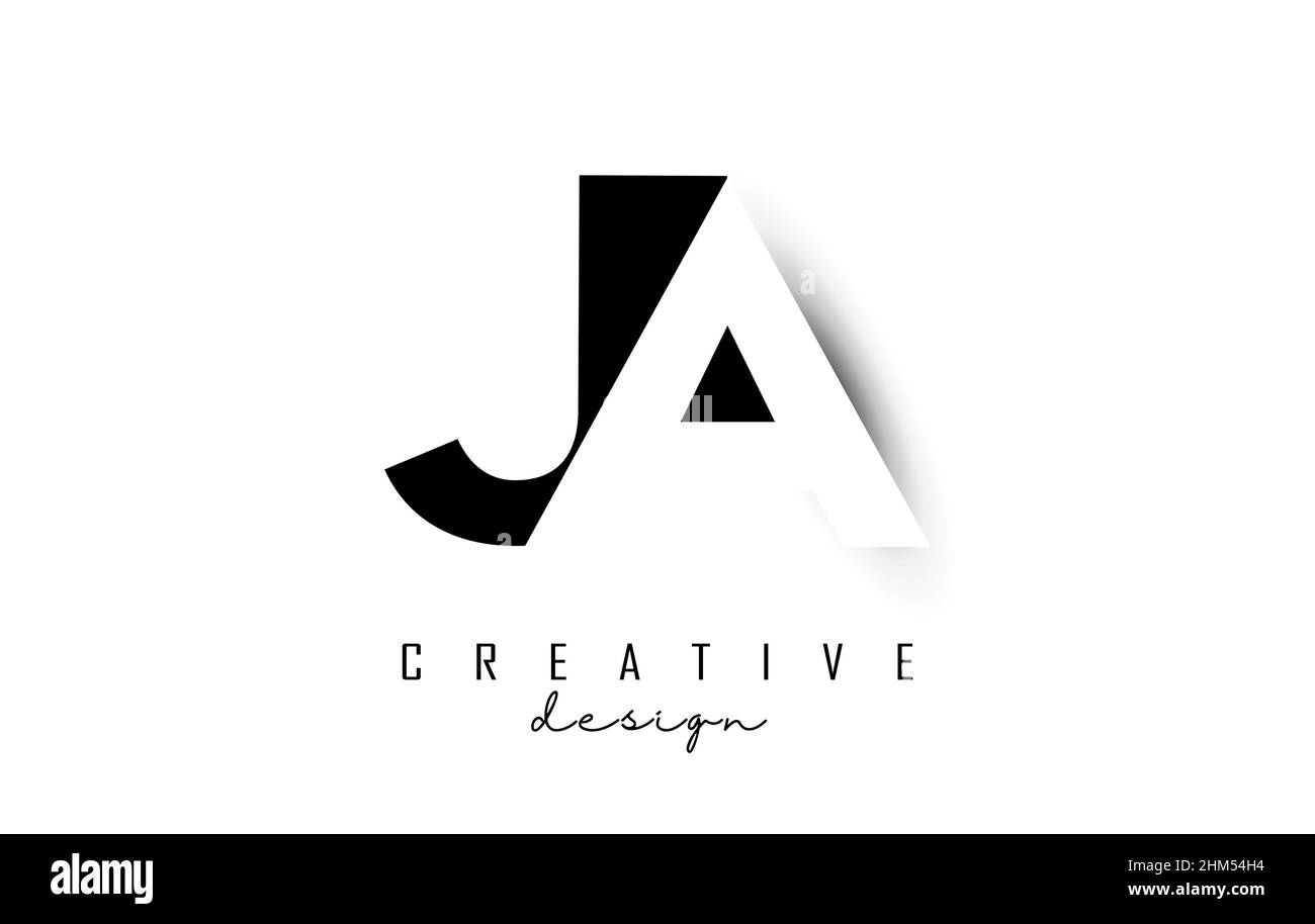 JA letters Logo with negative space design. Vector illustration with ...