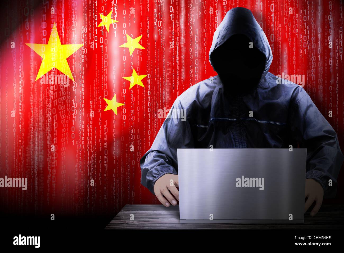 Anonymous Hooded Hacker Flag Of China Binary Code Cyber Attack 6933
