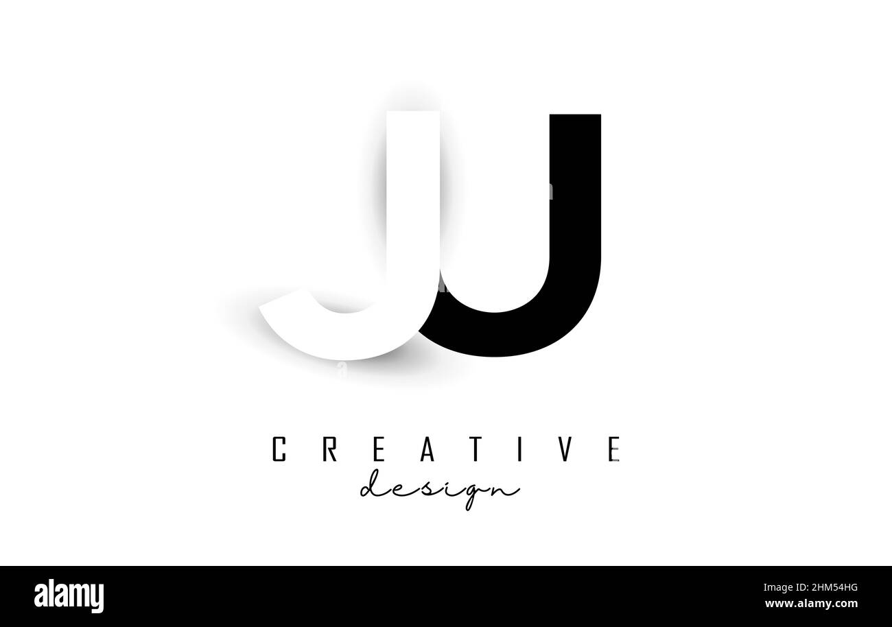 JU letters Logo with negative space design. Vector illustration with ...