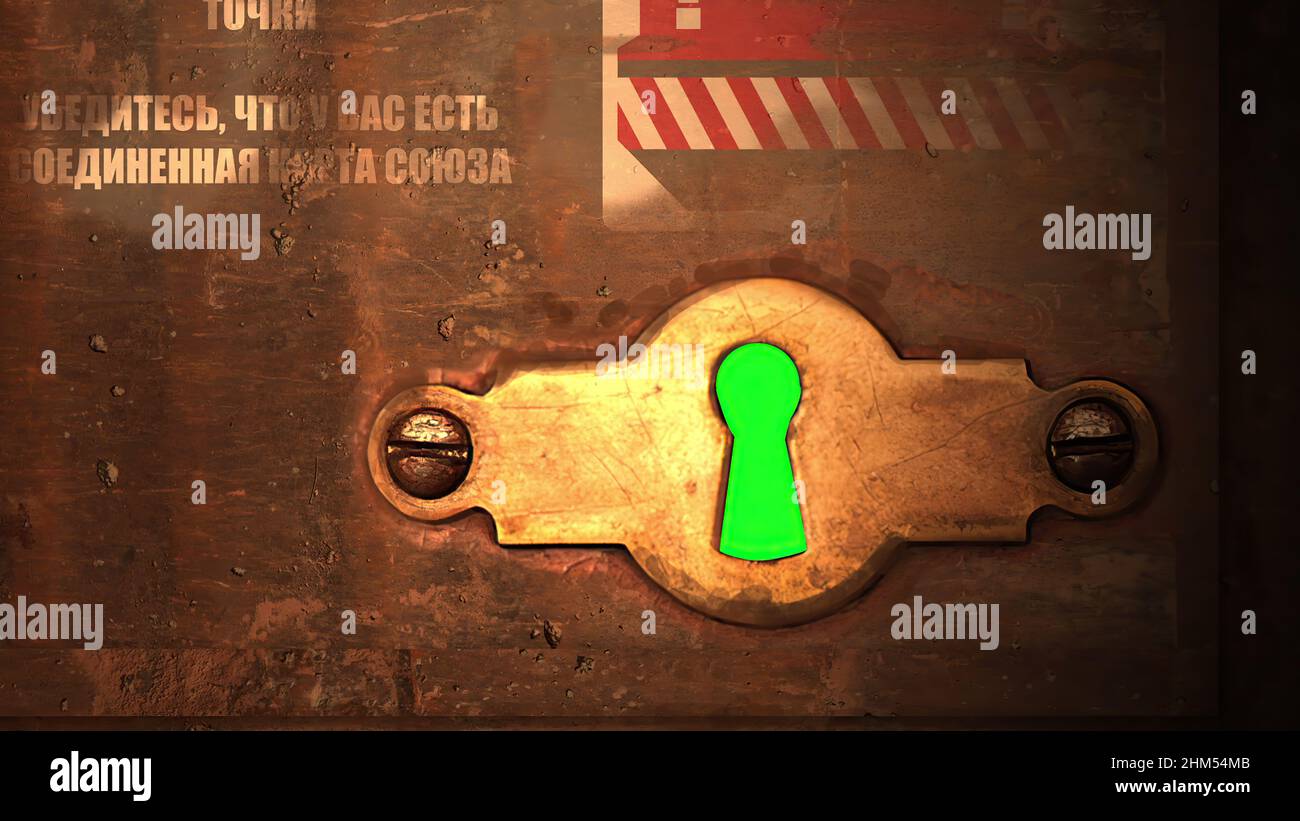 3d illustration - key hole with Green Screen from outside Stock Photo ...