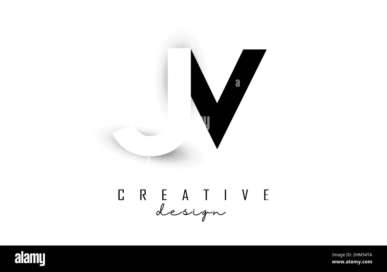 JV letters Logo with negative space design. Vector illustration with ...