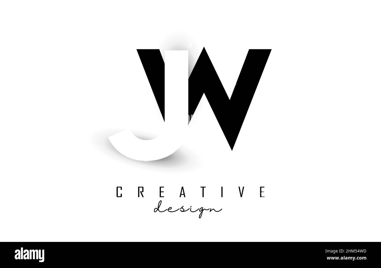 JW letters Logo with negative space design. Vector illustration with ...