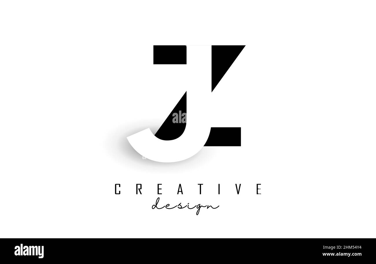 JZ letters Logo with negative space design. Vector illustration with ...