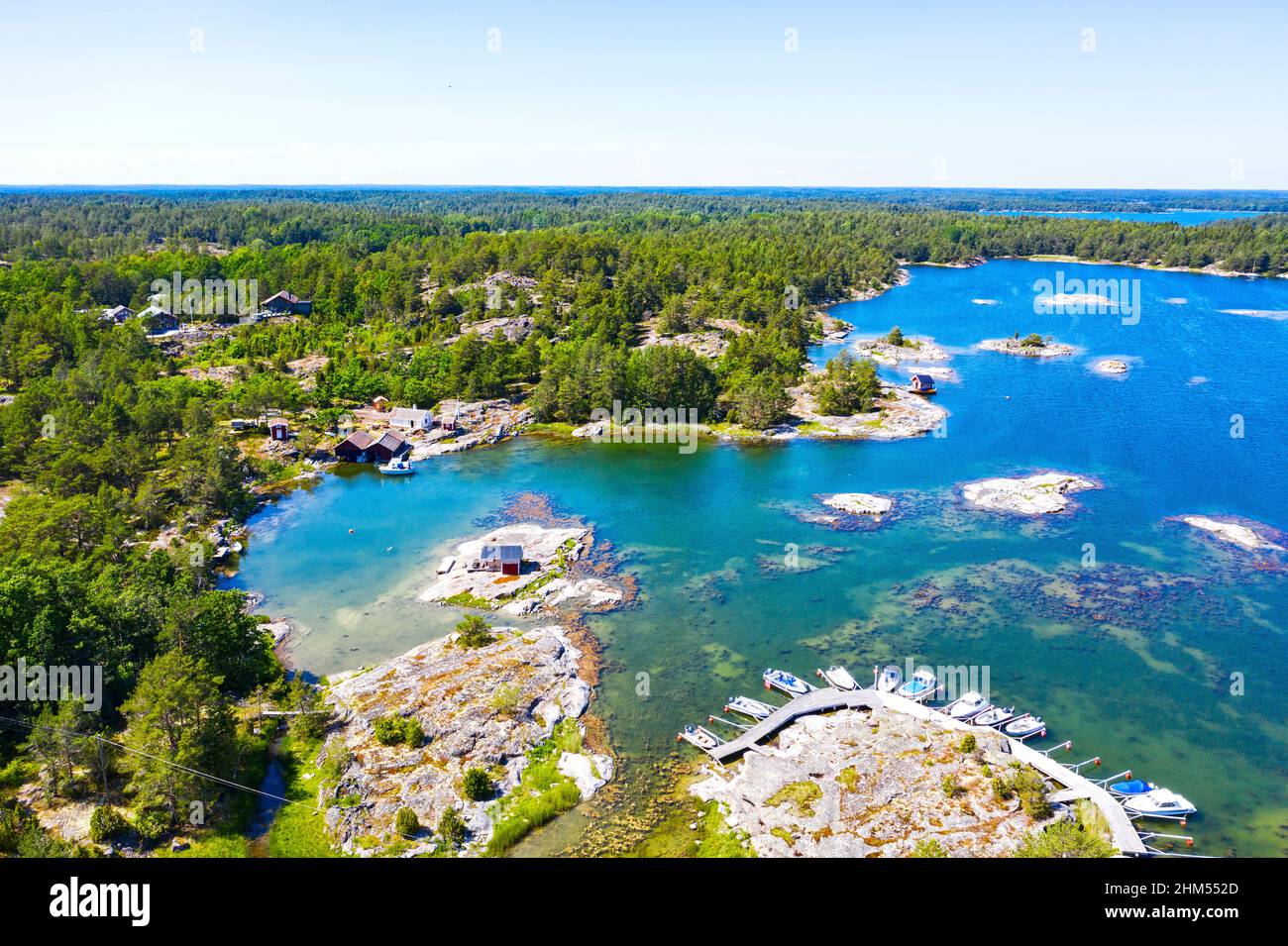 Aerial view of bay with small islands Stock Photo - Alamy