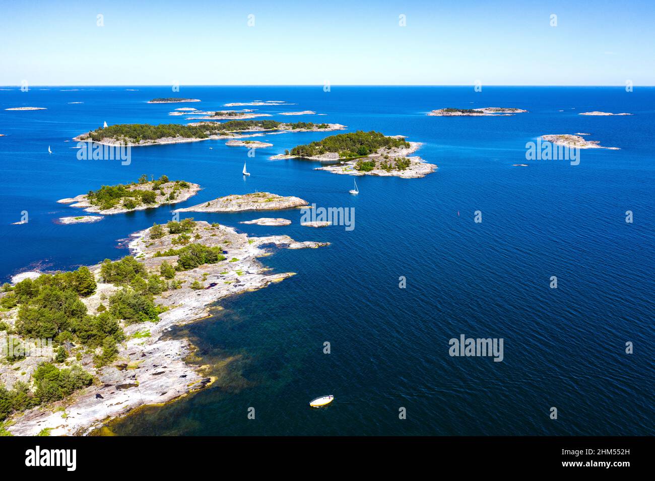 Aerial view of bay with small islands Stock Photo - Alamy