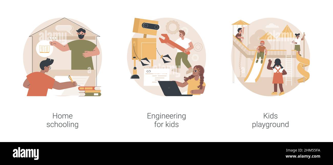 Kids development abstract concept vector illustration set. Home ...