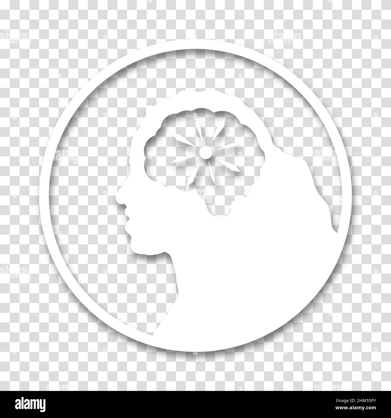 Brain inside head icon Black and White Stock Photos & Images - Alamy