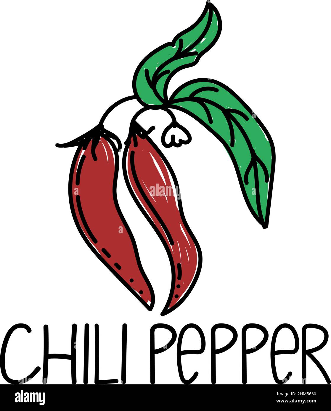 Chili pepper, drawn element in doodle style. Logo and emblem packaging ...