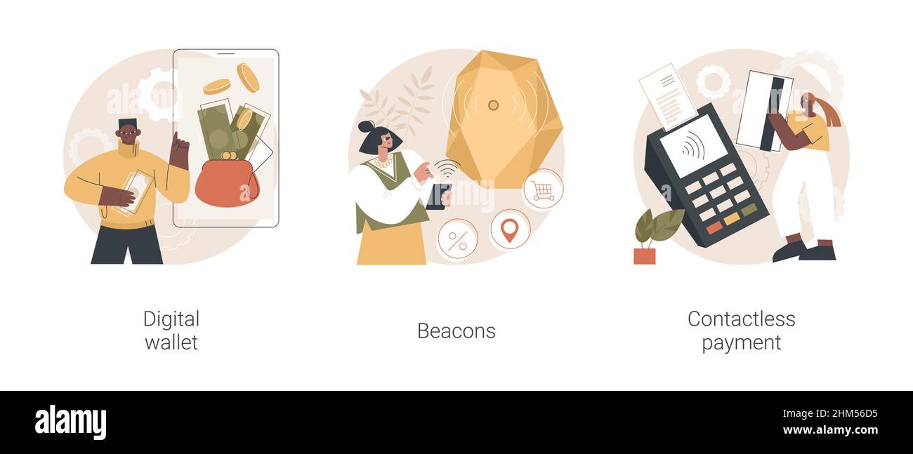 Payment technology abstract concept vector illustration set. Digital ...