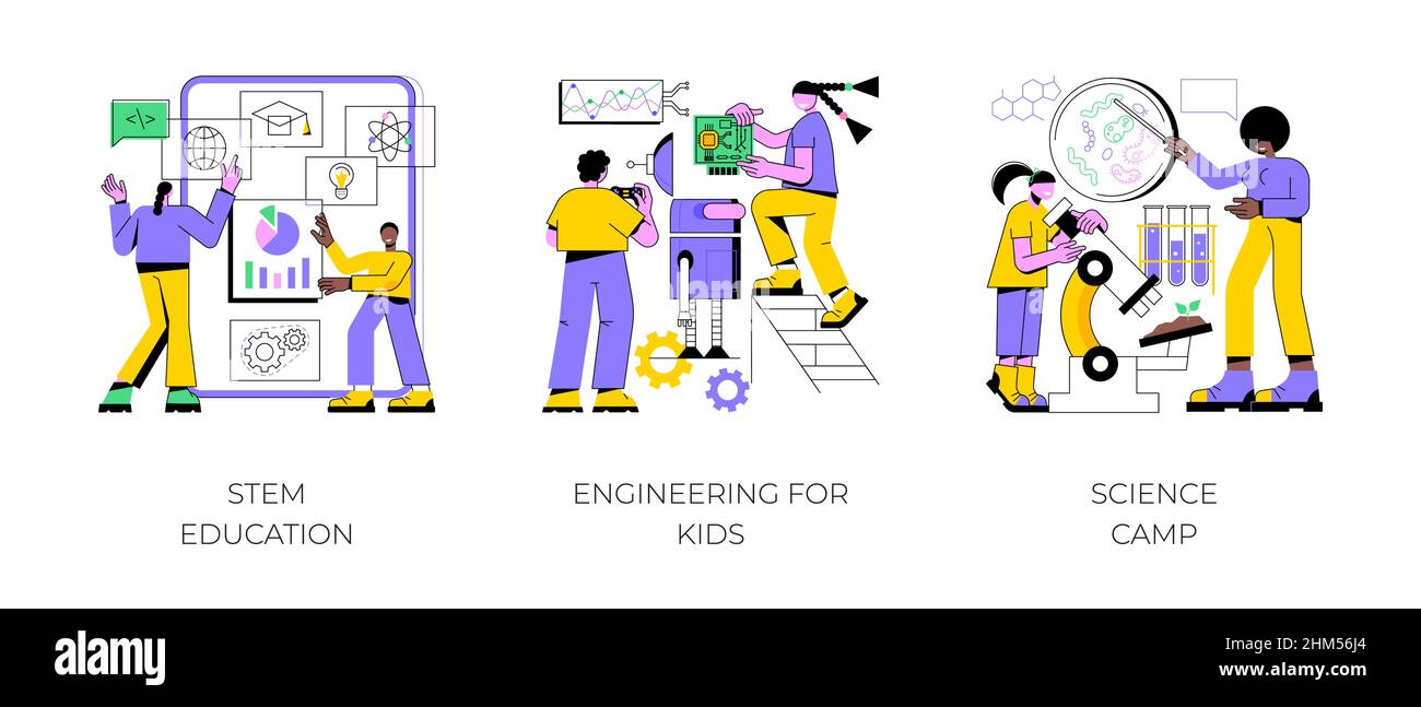 Fun learning activities abstract concept vector illustration set. STEM ...