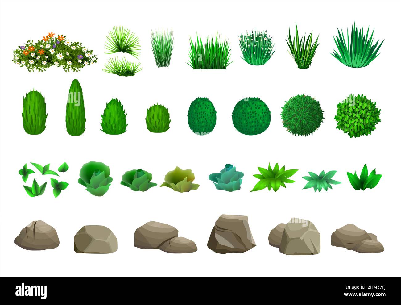 Set of elements for landscape design in isometric schemes. Vector ...
