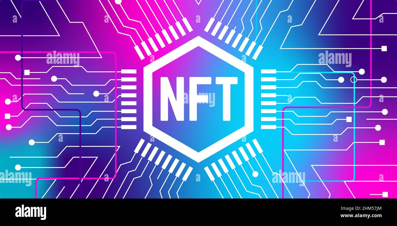 NFT non fungible token High tech technology banner Stock Vector Image ...