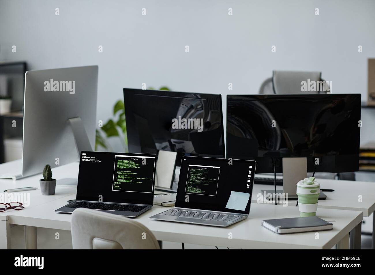 Workplaces of several modern diversity programmers with computer ...