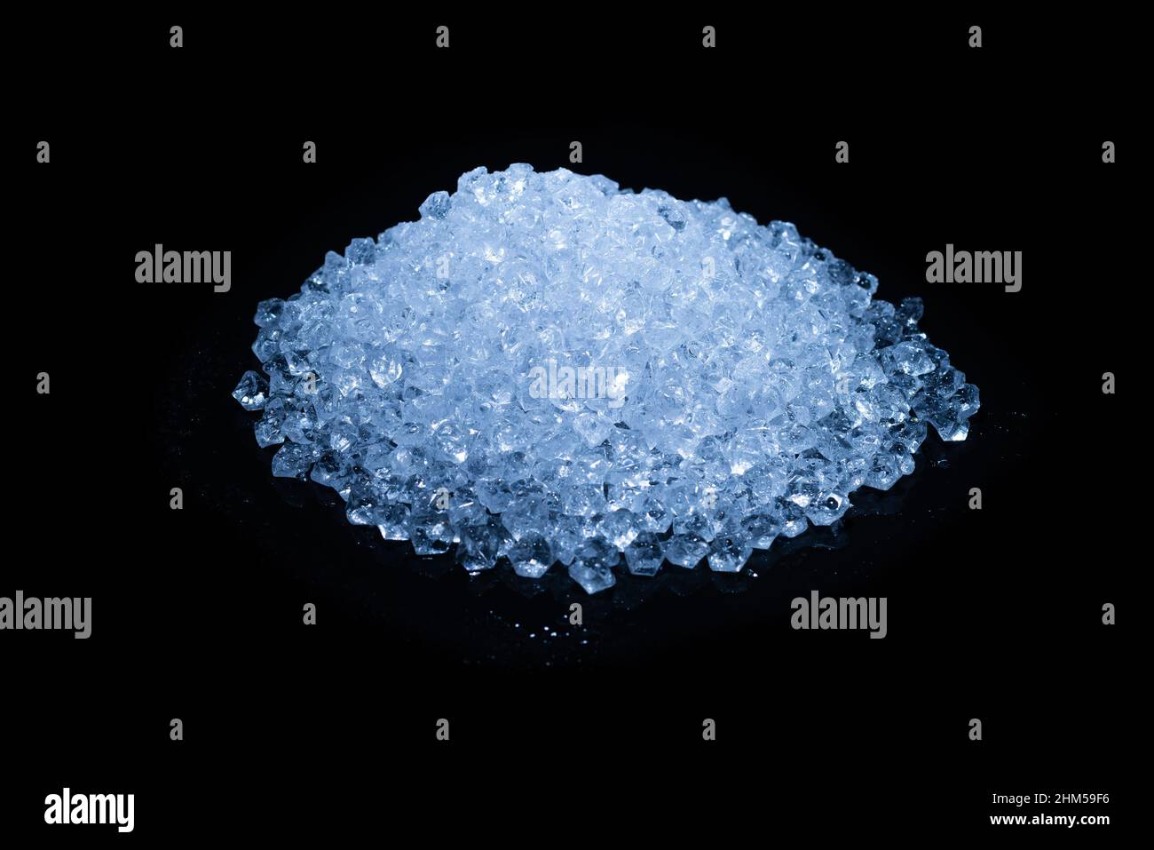 Ice crystal cubes on a black background, space for text or design Stock ...