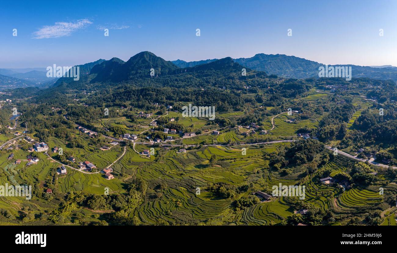 Chongqing rural terraced landscape Stock Photo - Alamy
