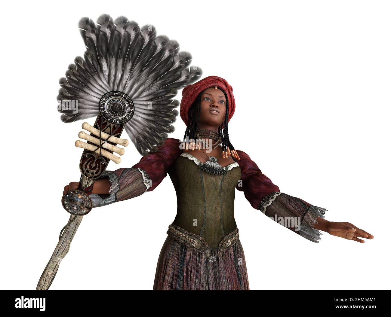 Digitally rendered African witch, voodoo shaman woman, 3D Illustration ...