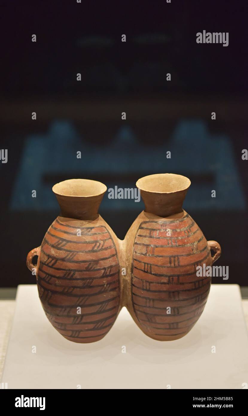 Painted pottery double pot Stock Photo - Alamy