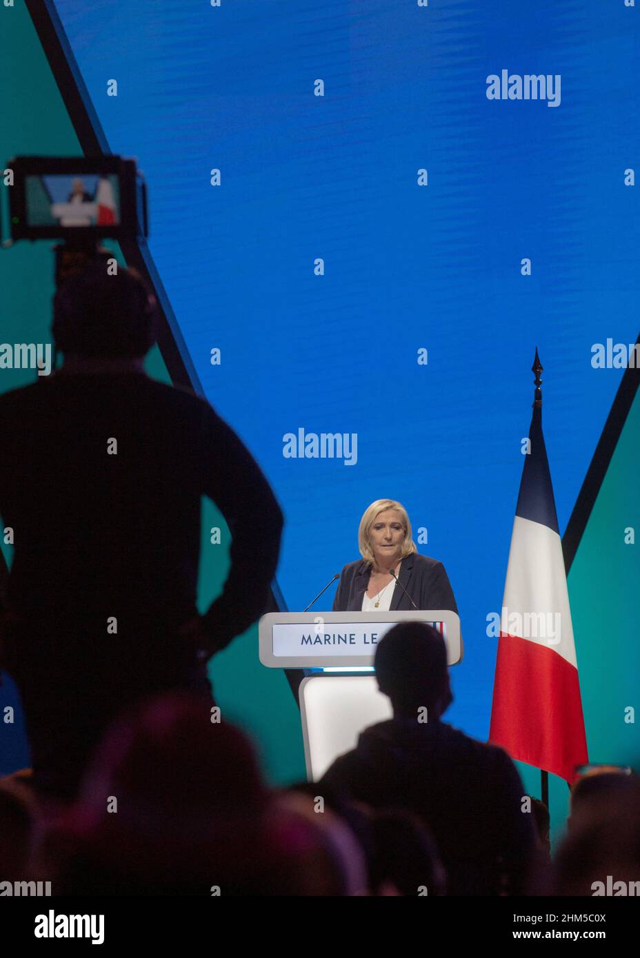 Candidate Marine Le Pen of the Rassemblement National (RN) during her ...