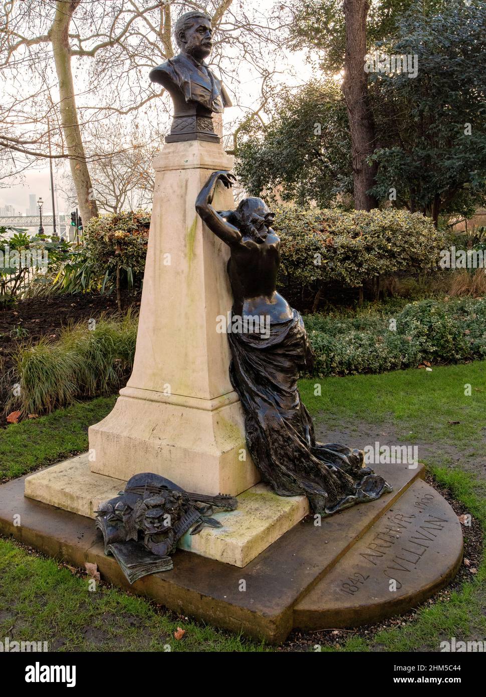 Bronze memorial to Sir Arthur Sullivan, composer, collaborator of W.S ...