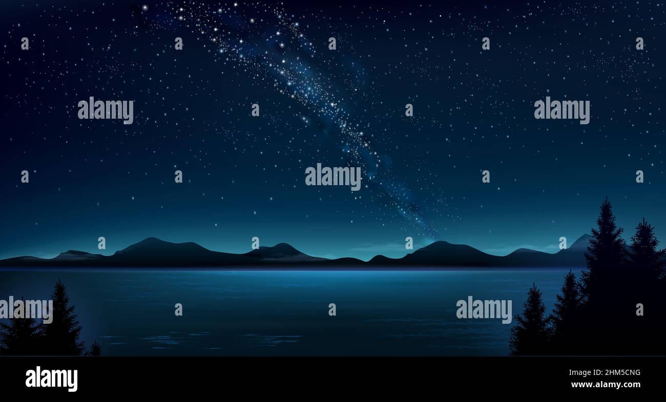 Mountain sky calm ocean Stock Vector Images - Alamy