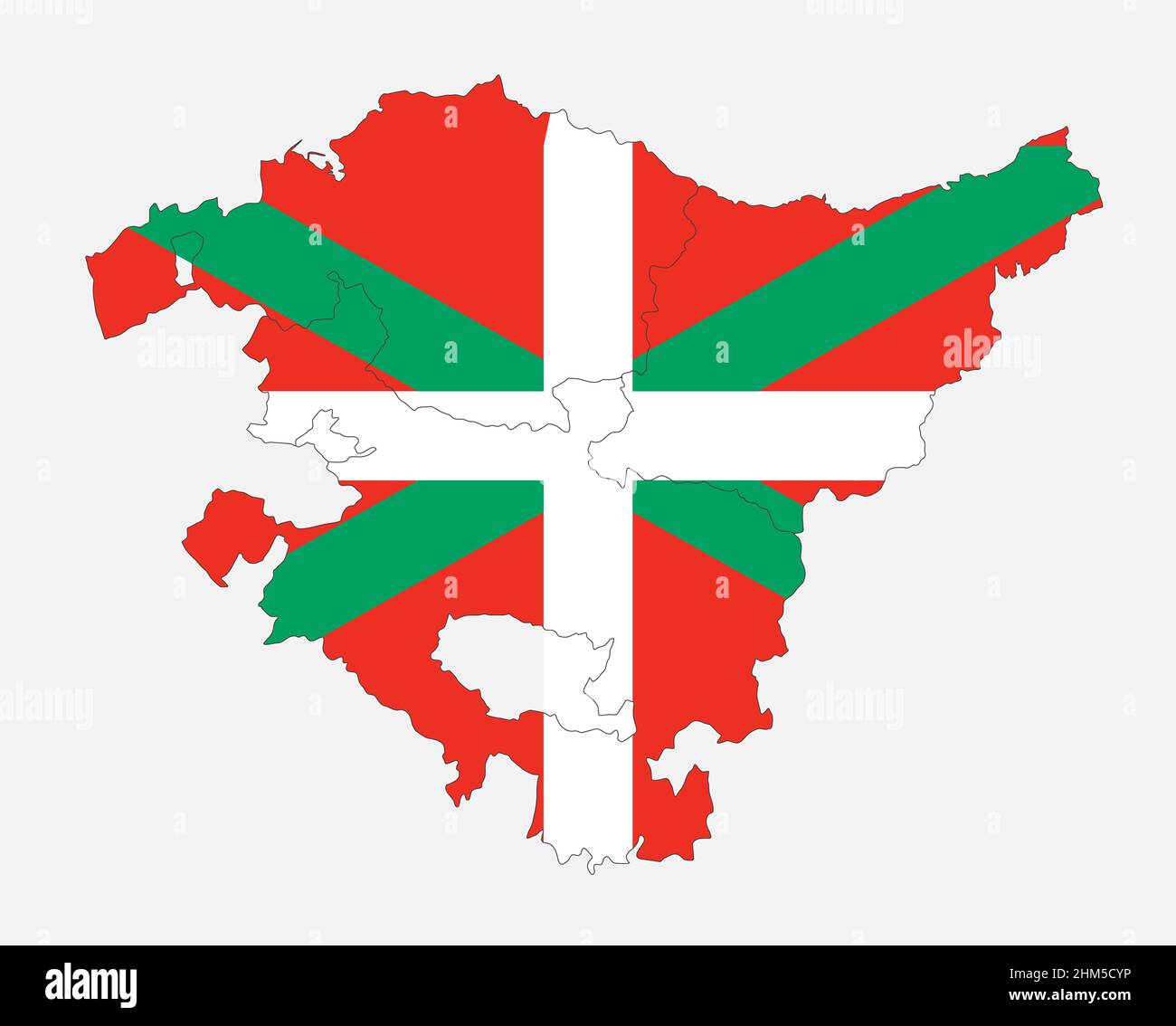 Map of the Basque Country in the colors of the flag with administrative ...