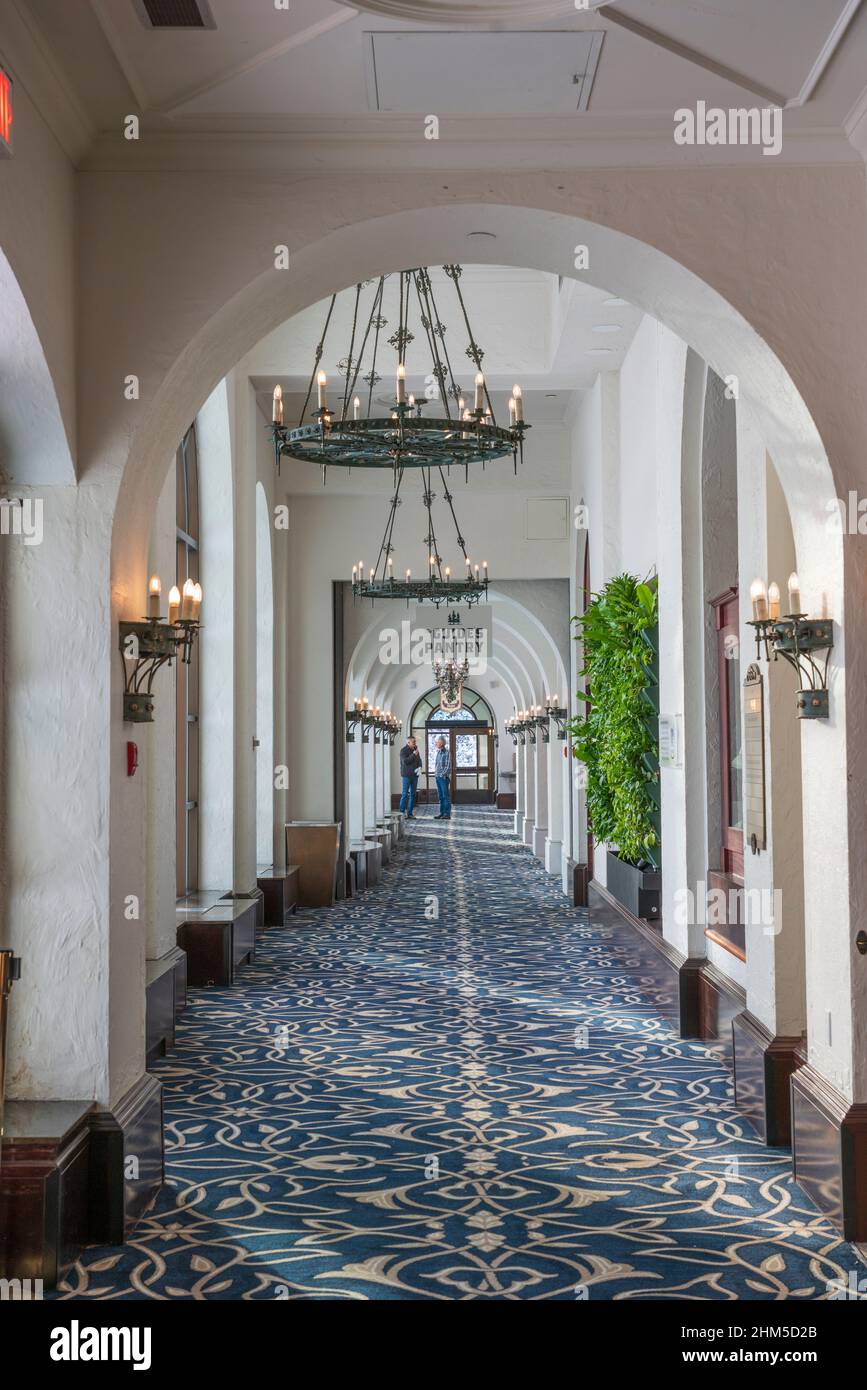 Interior architecture of the Fairmont Chateau Lake Louise, Banff ...