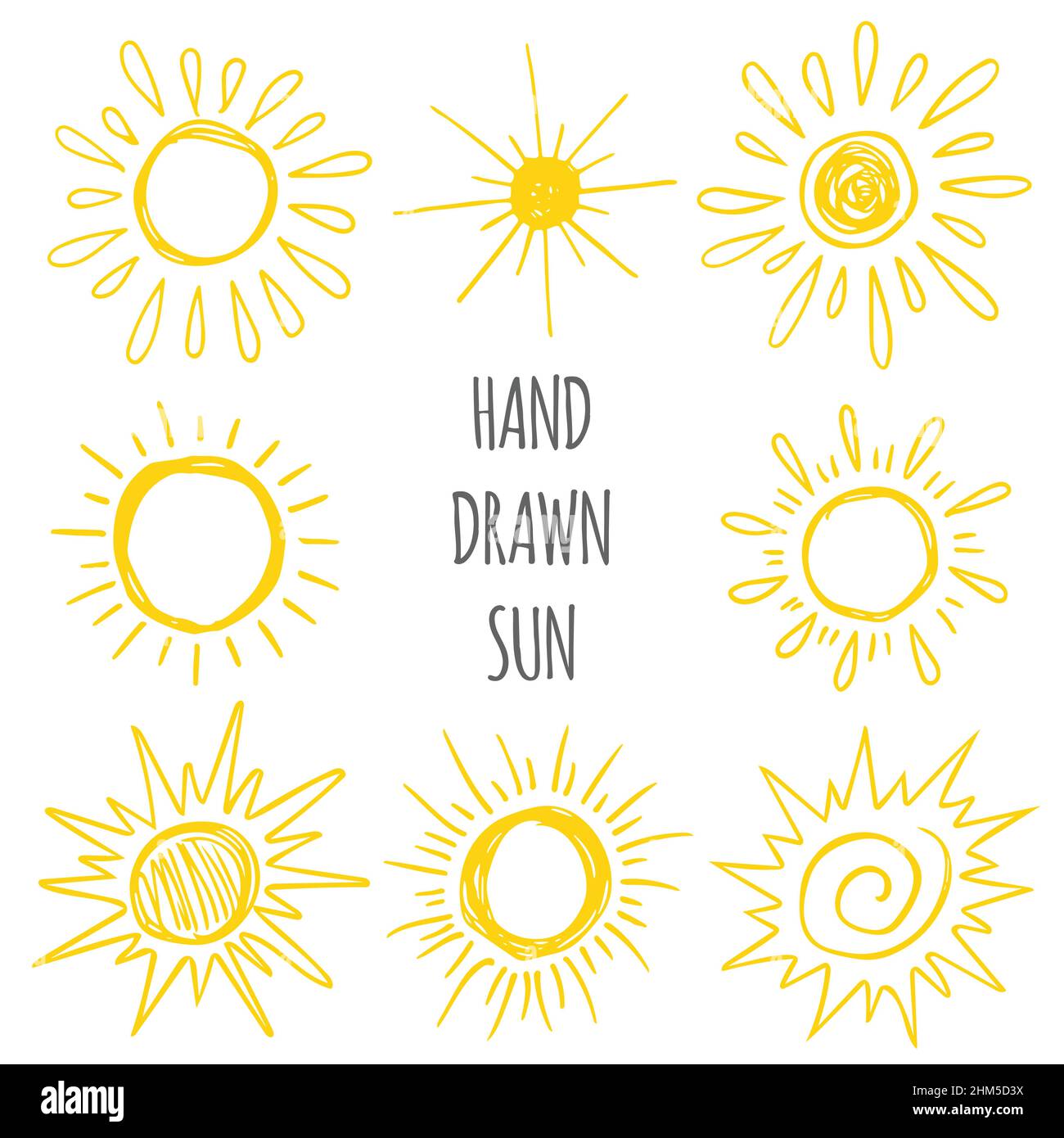 Hand drawn set of funny vector doodle suns Stock Vector Image & Art - Alamy