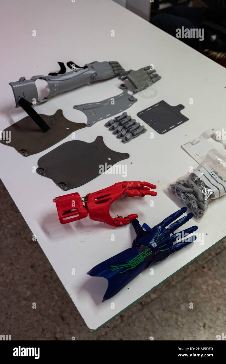 3D Printed plastic arm and hand prosthesis pieces at Zaragoza ...