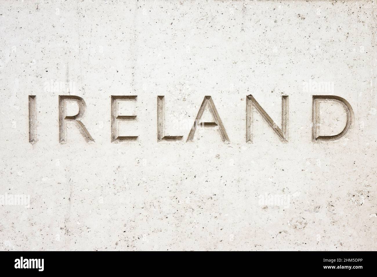 The word "Ireland" carved on stone wall - image with copy space Stock ...