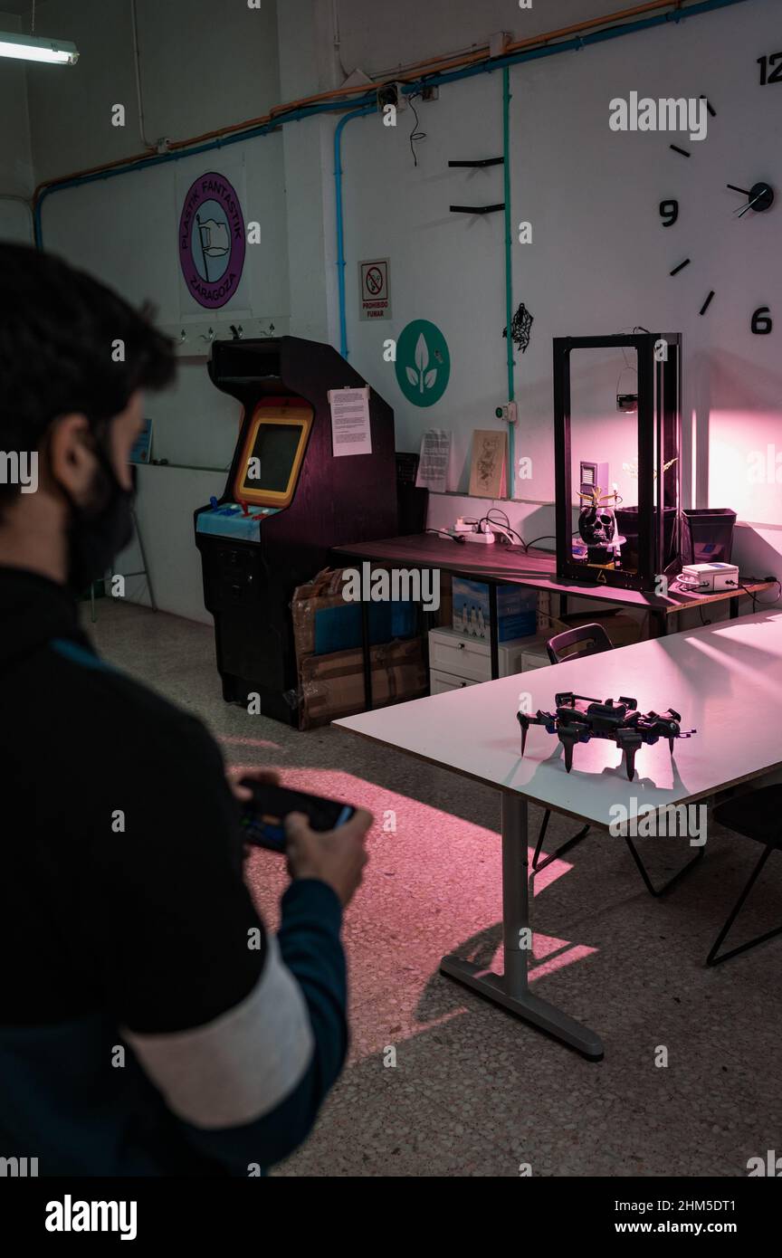 Remote controlled 3D printed robot at Zaragoza MakerSpace, Spain Stock ...