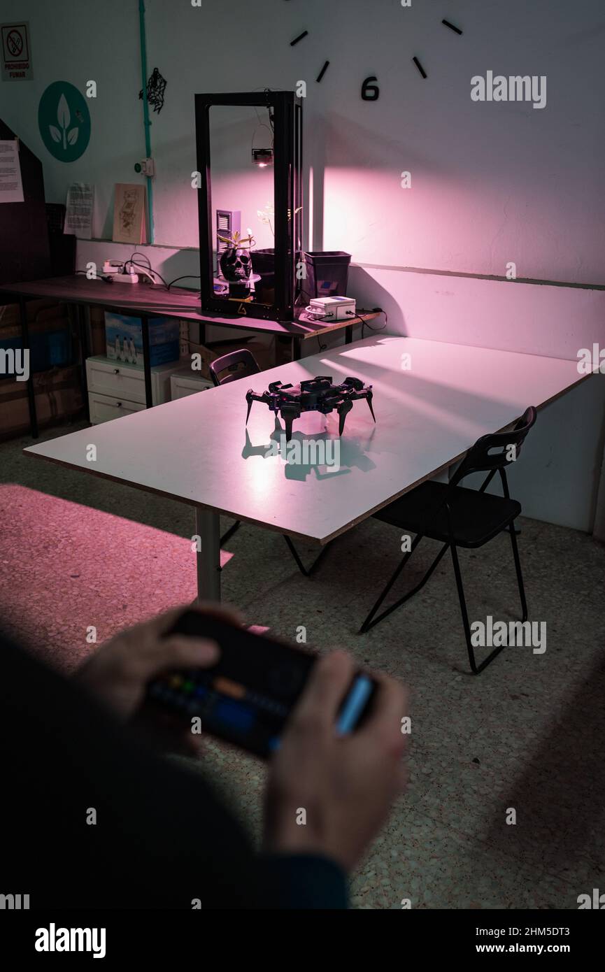Remote controlled 3D printed robot at Zaragoza MakerSpace, Spain Stock ...