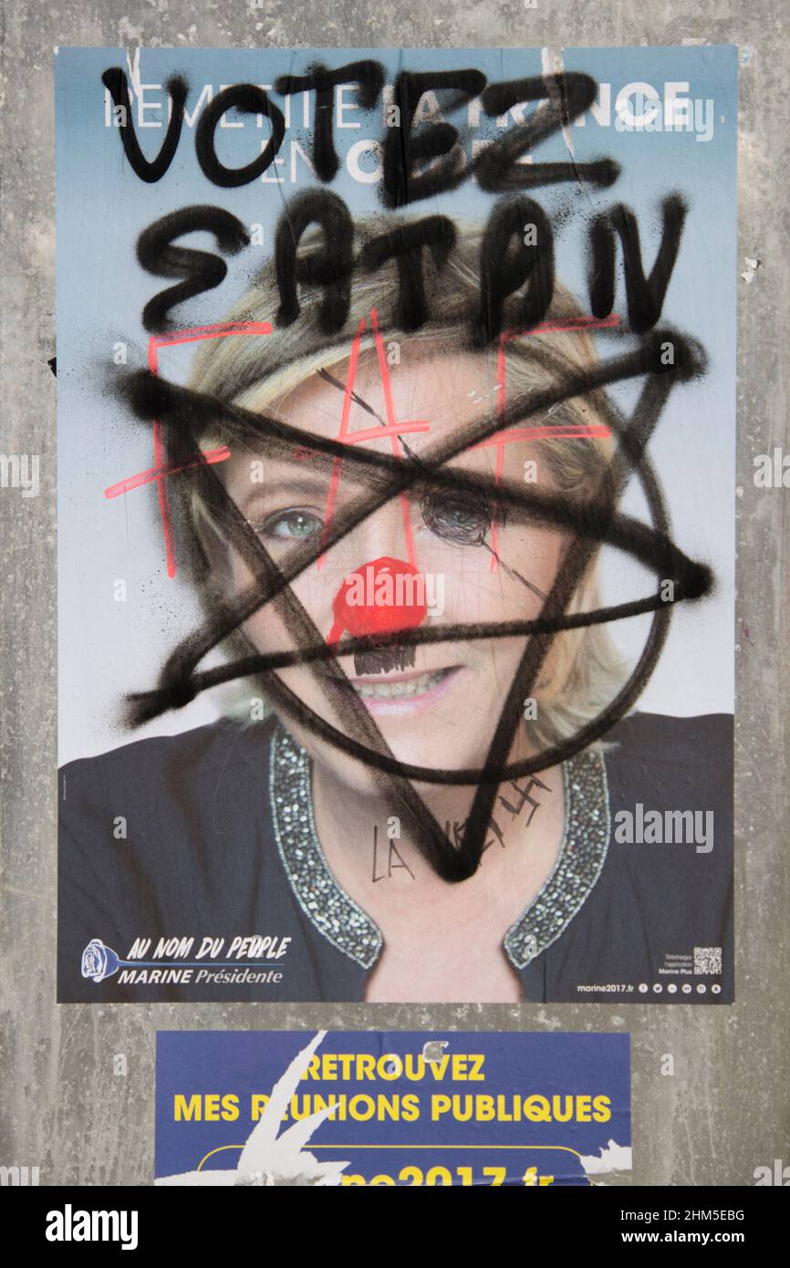 Torn posters of candidates in the presidential election. France Stock ...