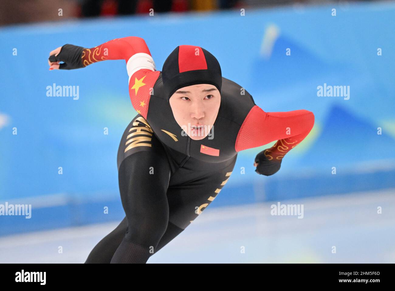 Beijing, China. 7th Feb, 2022. Han Mei of China competes during the ...