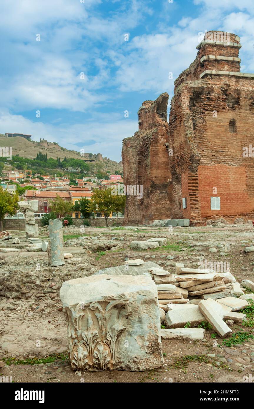 The ruins of the Red Basilica in Pergamum, Turkey, Asia Minor Stock ...