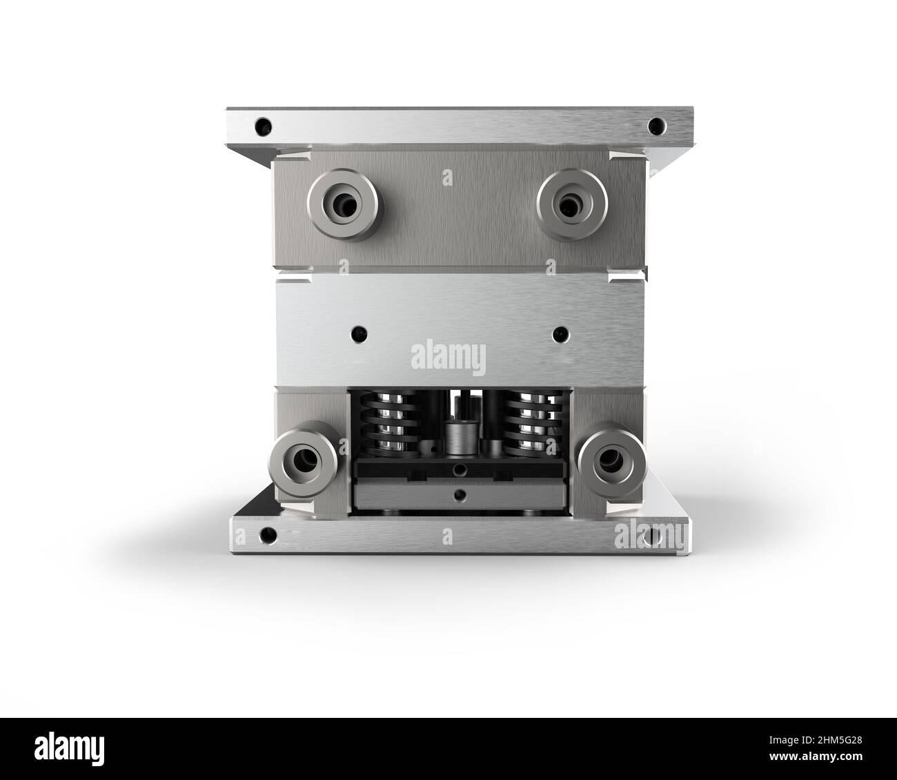 3D render of plastic moulding machine. Plastic injection moulding.Cups ...