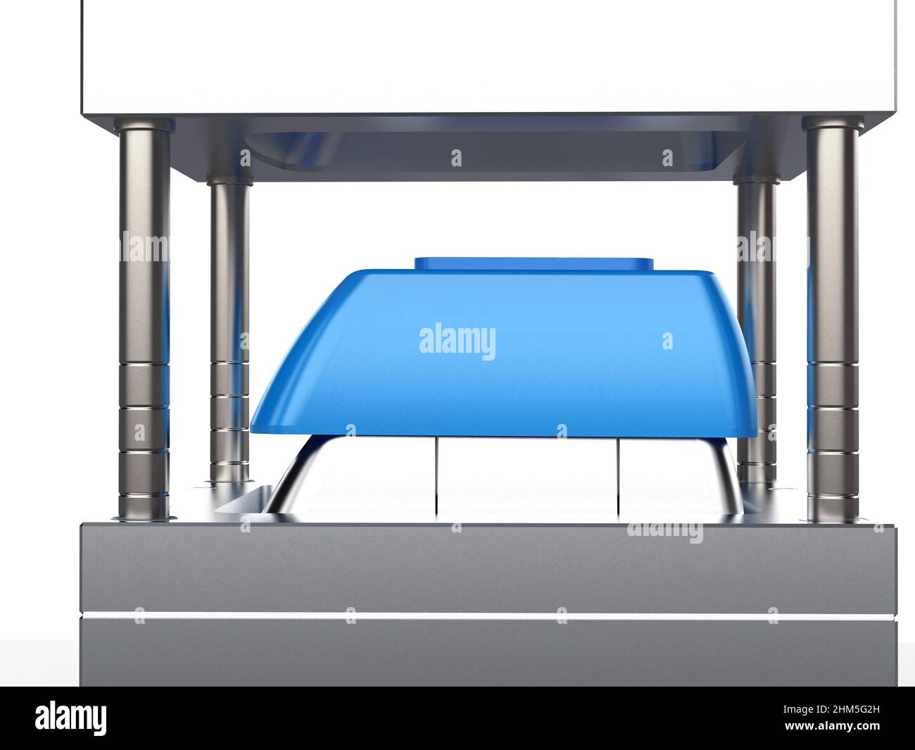 3D render of plastic moulding machine. Plastic injection moulding.Cups ...