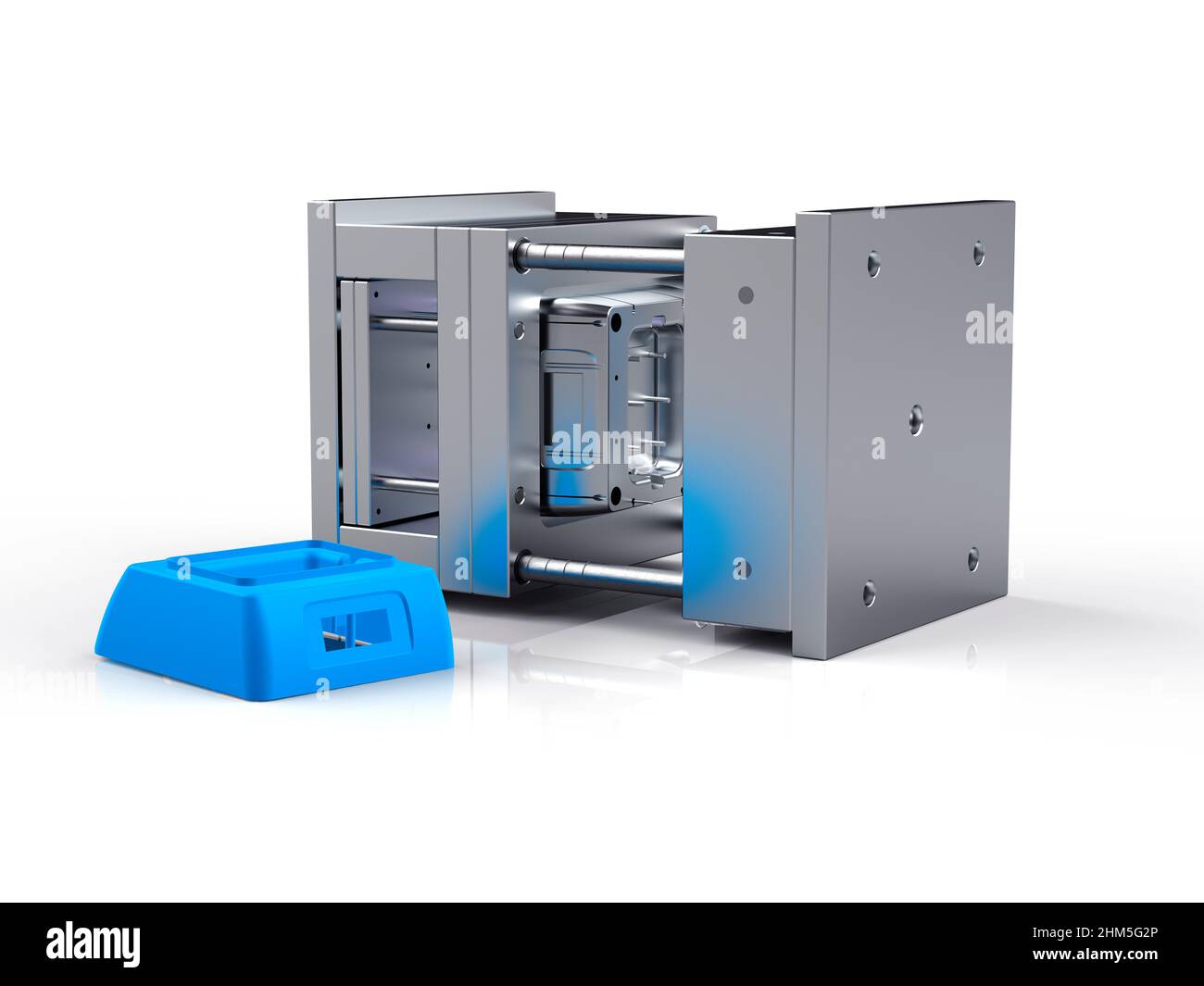 3D render of plastic moulding machine. Plastic injection moulding.Cups ...