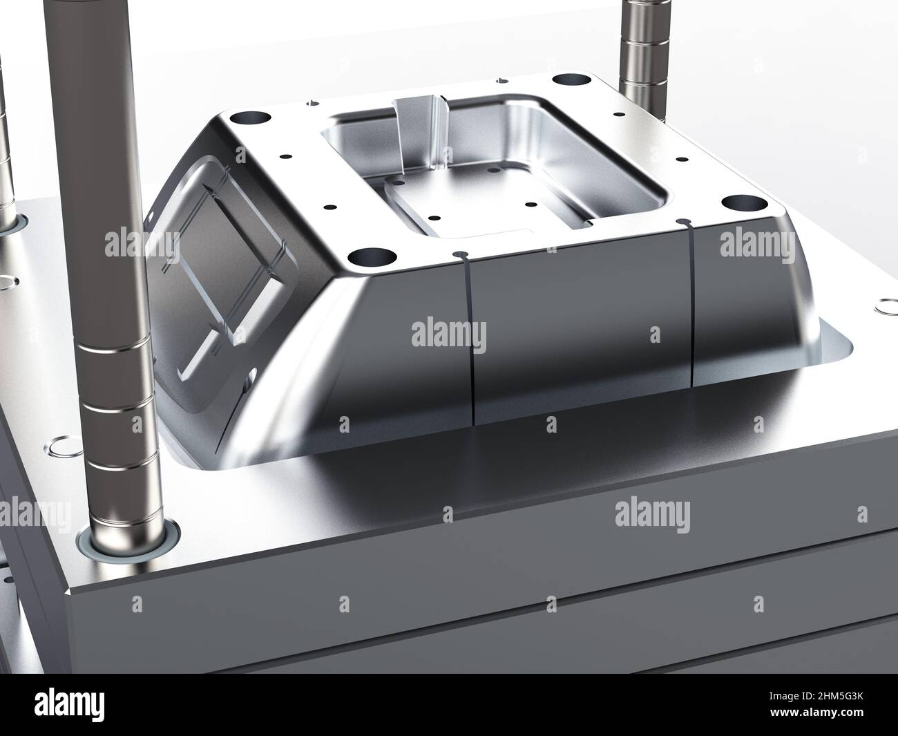 3D render of plastic moulding machine. Plastic injection moulding.Cups ...