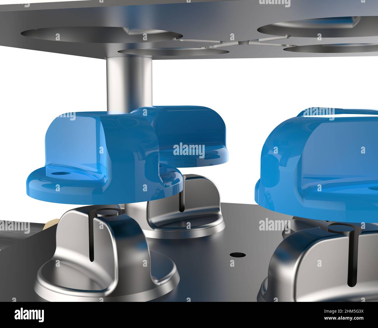 3D render of plastic moulding machine. Plastic injection moulding.Cups ...