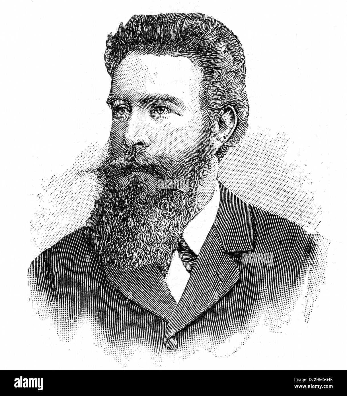 Portrait of Wilhelm Konrad von Rontgen (1845-1913) - Engraving, 19th ...