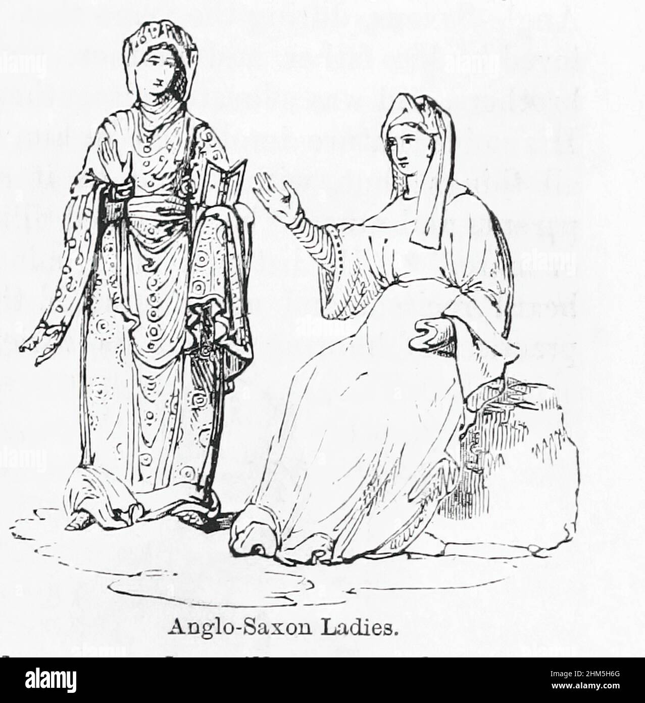 Anglo-Saxon ladies - Image taken from "The Popular History Of England ...