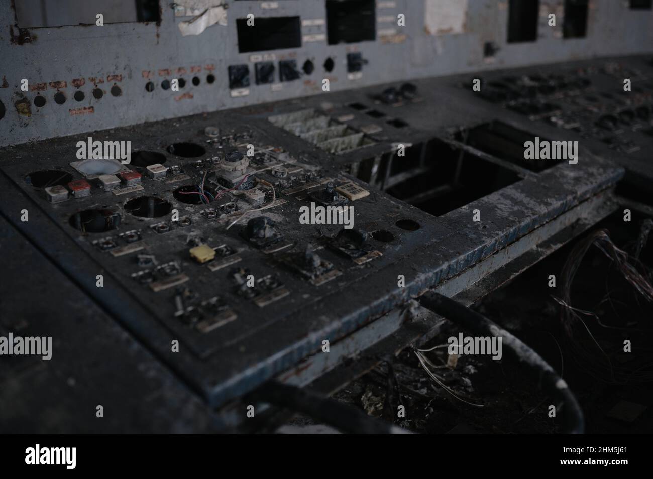 The derelict control room of reactor 4 at the Chernobyl Nuclear Power ...