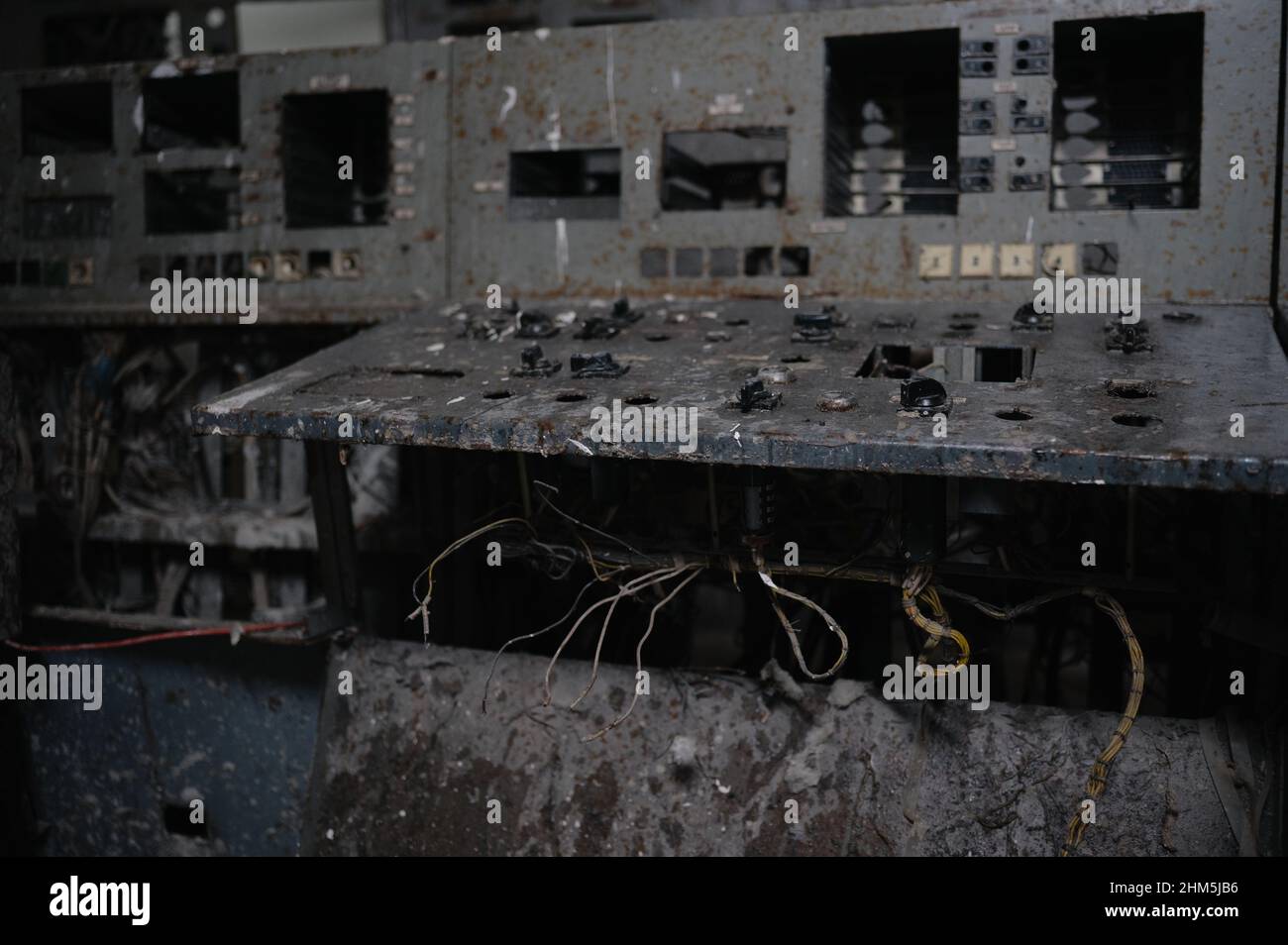 The derelict control room of reactor 4 at the Chernobyl Nuclear Power ...
