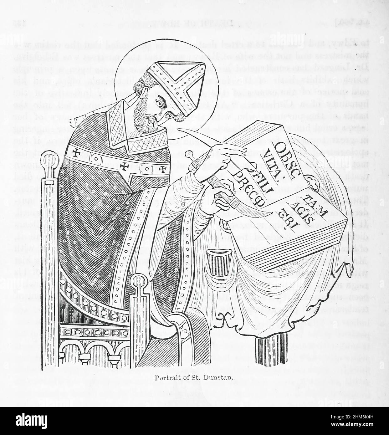 Portrait of St. Dunstan - Image taken from "The Popular History Of ...